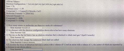 Solved Given Values Electron Configuration