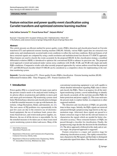 Feature Extraction And Power Quality Event Classification Using