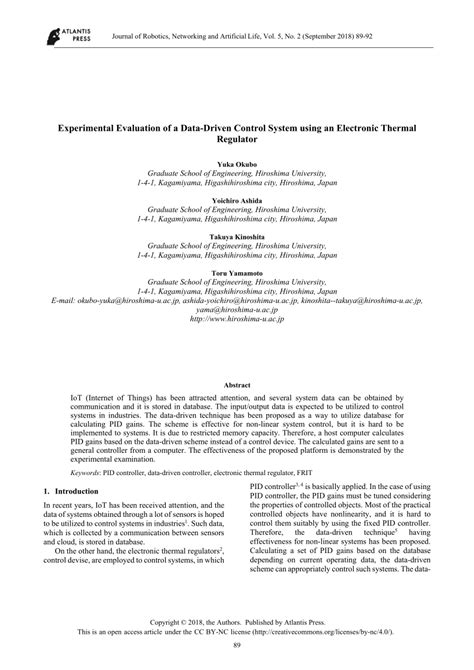 Pdf Experimental Evaluation Of A Data Driven Control System Using An Electronic Thermal Regulator