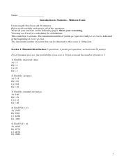 Comprehensive Guide On Statistics Midterm Exam Fall 2020 Course Hero