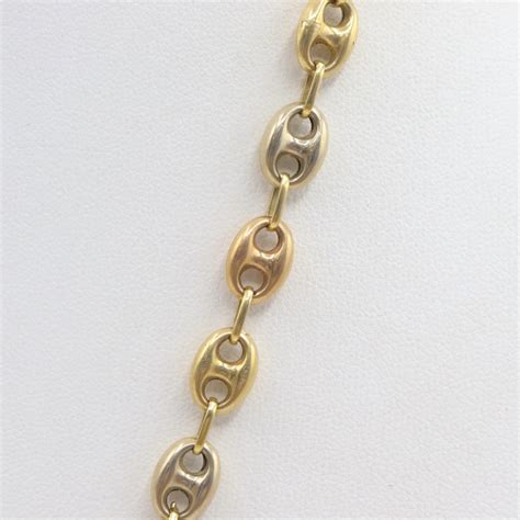 18kt Gold Tri Color Hollow Chain Necklace Property Room