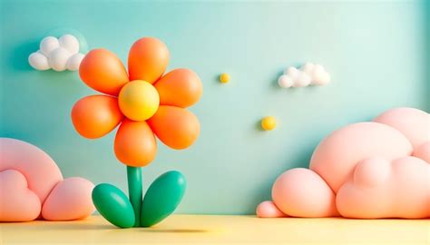 3d 부풀어올릴 수 있는 파스텔 꽃 배경 Ai 생성 이미지