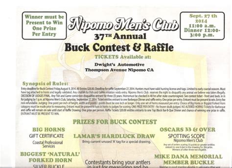 Nipomo Mens Club Contest And Raffle Agsportsman