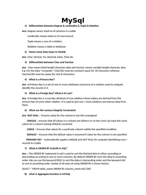Mysqlcommandquestions Pdf