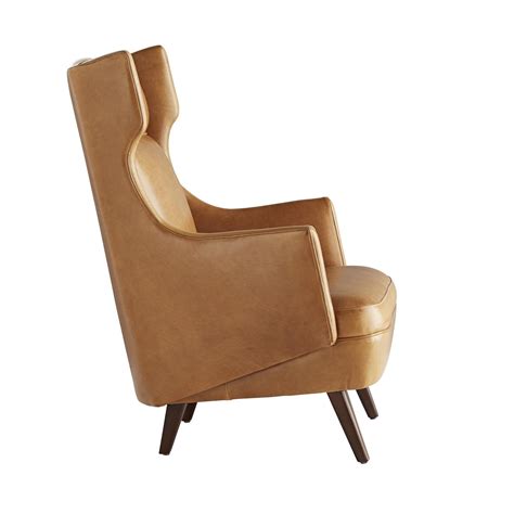Modern Wing Chair In Cognac Leather Wing Chair Chair Leather