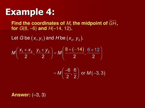 Ppt Distance And Midpoints Formulas And Examples In Geometry