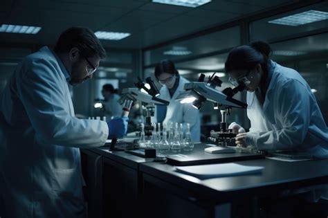 Premium Ai Image Team Of Scientists Working In A Laboratory Carefully Conducting Experiments