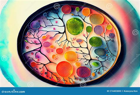 Human Cells Under Microscope Generative Ai Illustration Stock