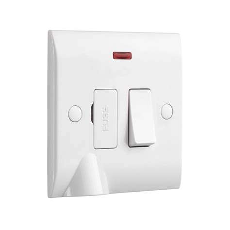 Curved Edge 13a Switched Fused Spur Unit With Flex Outlet And Neon