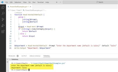 how to use powershell read host with default values