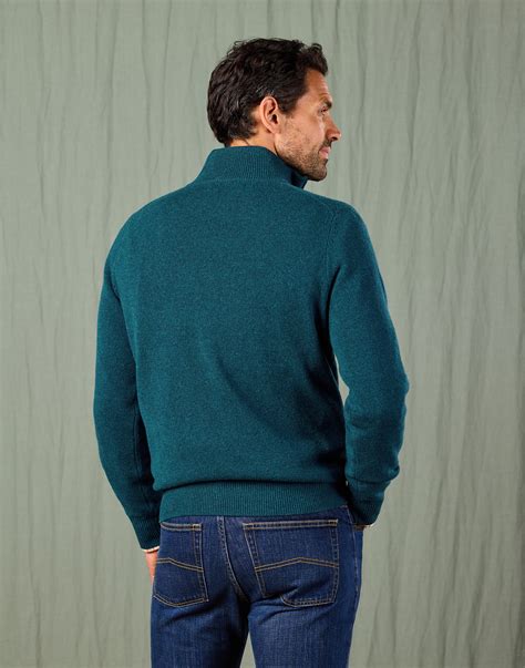 Lambswool Half Zip Jumper Peacock Joseph Turner