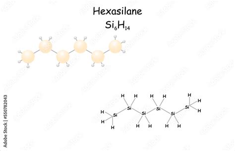 Stylized Molecule Model Structural Formula Of Hexasilane Stock Vector Adobe Stock