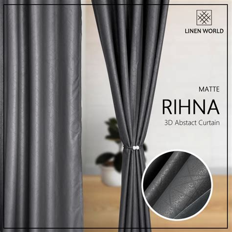 LANGSIR RAYA 𝟐𝟎𝟐𝟒 D Rihna Langsir Bercorak Langsir berwarna Dark Grey Blackout Langsir