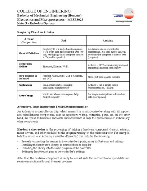 Electronic And Microprocessor Notes 3 Embedded Systems College Of