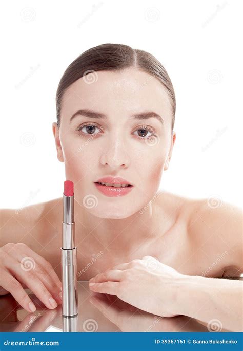 Pretty Woman With Red Lipstick Stock Image Image Of Perfect Pink 39367161
