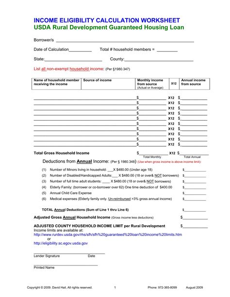 Usda Income Worksheet Form ≡ Fill Out Printable Pdf Forms Online