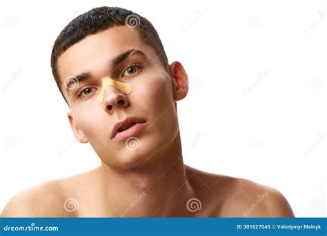 Rhinoplasty Plastic Surgery Handsome Young Man With Plaster On Nose