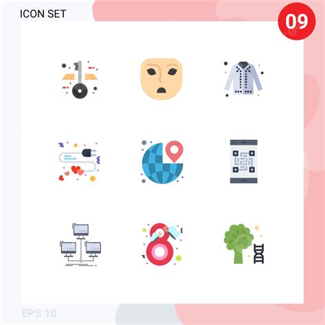 Editable Vector Line Pack Of 9 Simple Flat Colors Of Pin Line Beauty Pack Png And Vector With