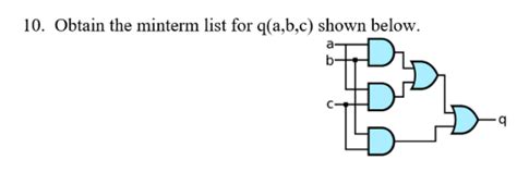 solved 10 obtain the minterm list for q a b c shown below