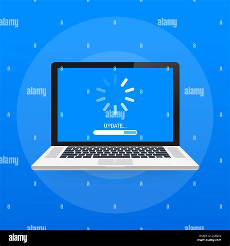 System Software Update Data Update Or Synchronize With Progress Bar On The Screen Vector Stock