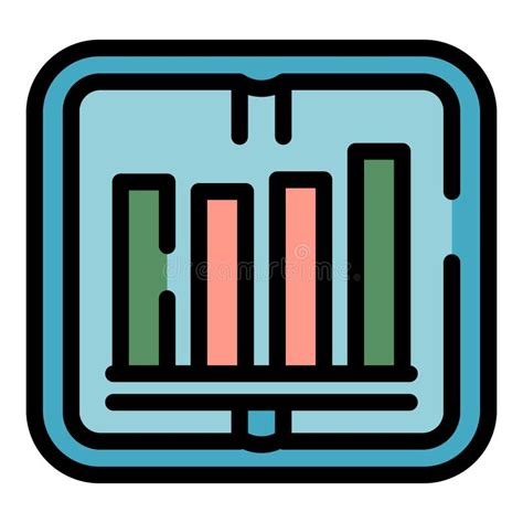 tablet showing a statistical bar chart icon stock illustration
