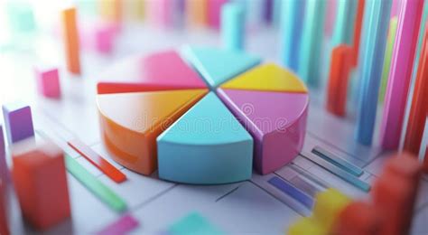 Colorful Pie Chart And Bar Graph Representing Data Analysis On A Desk