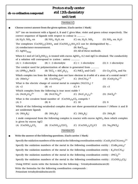 Unittestd05 Oct 2024 Pdf Coordination Complex Ion