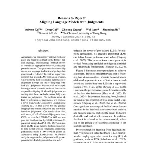 Reasons To Reject Aligning Language Models With Judgments Acl Anthology