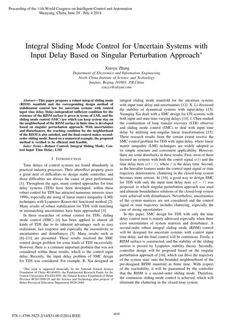 pdf integral sliding mode control for uncertain systems with input