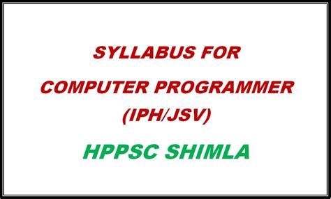 syllabus for computer programmer jal shakti vibhag hppsc shimla