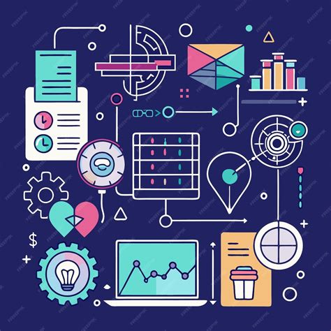 modern infographic of data analysis with a laptop charts and graphs