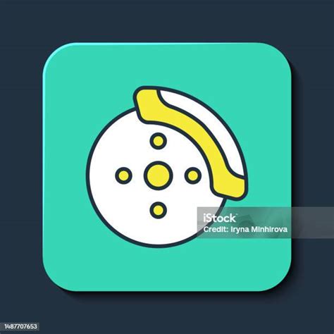 파란색 배경에 분리된 캘리퍼 아이콘이 있는 채워진 윤곽선 자동차 브레이크 디스크 청록색 사각형 버튼 벡터 가득 찬에 대한 스톡 벡터 아트 및 기타 이미지 Istock