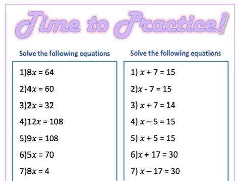 Solving One Step Linear Equations Teaching Resources