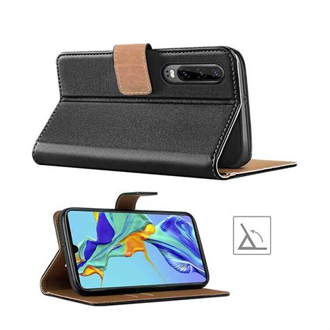 Huawei P30 Hülle leder Handy Tasche Schwarz| Swisscover.ch