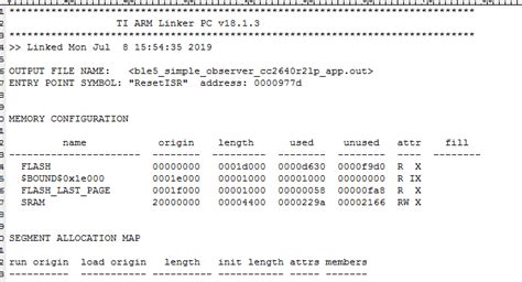 RTOS CC2640R2F Q1 What S The Usage For The MEMORY BOUND 0x1e000 In The Map File Bluetooth