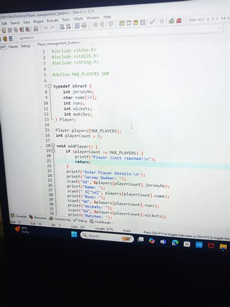 Cprogramming Playermanagementsystem Dynamicmemoryallocation Tejal Urhe