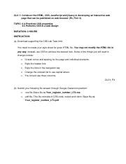 Lab Task Pdf CLO Construct The HTML CSS JavaScript And JQuery In Developing An