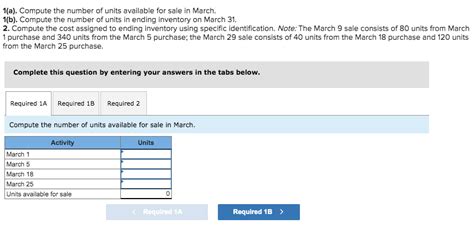 solved 1 a compute the number of units available for sale