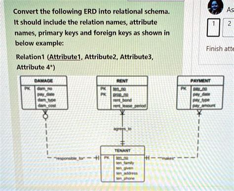 solved convert the following erd into relational schema as it should