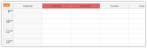 JavaScript Calendar Selecting And Highlighting Columns DayPilot Code