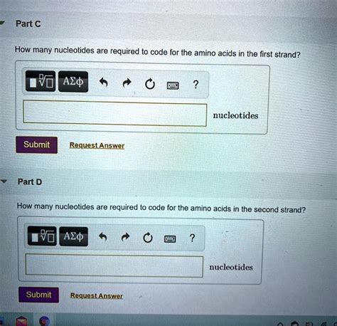 Solved Part D How Many Nucleotides Are Required To Code For The Amino Acids In The First Strand