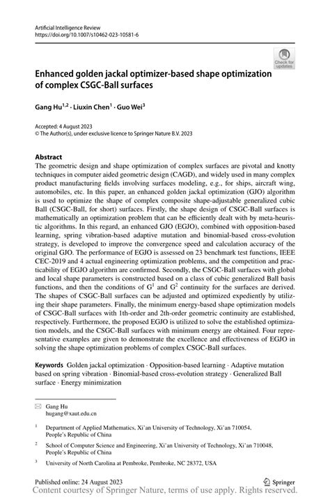 Enhanced Golden Jackal Optimizer Based Shape Optimization Of Complex