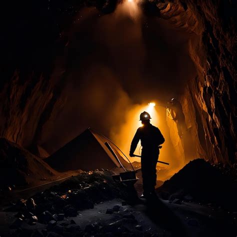 Miner Extracting Coal From Underground Mine Premium Ai Generated Image
