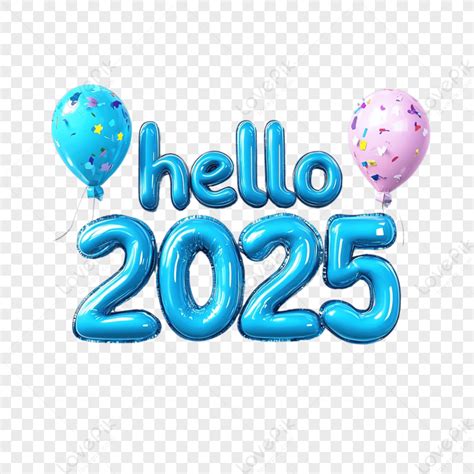 파란색에 편집 가능한 3d 스타일 텍스트 효과가 있는 안녕하세요 2025 축하 Png 일러스트 무료 다운로드 Lovepik