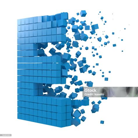 문자 E 모양의 데이터 블록 파란색 큐브버전 3d 픽셀 스타일 벡터 그림입니다 모자이크 처리에 대한 스톡 벡터 아트 및 기타