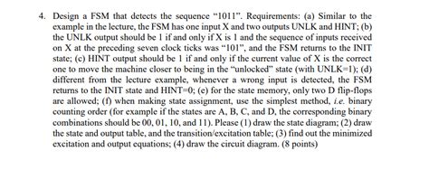 Solved 4 Design A Fsm That Detects The Sequence “1011”