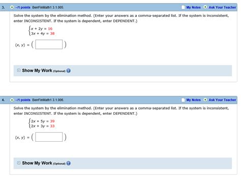 Solved Solve The System By The Elimination Method Enter Chegg