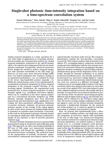 Pdf Single Shot Photonic Time Intensity Integration Based On A Time