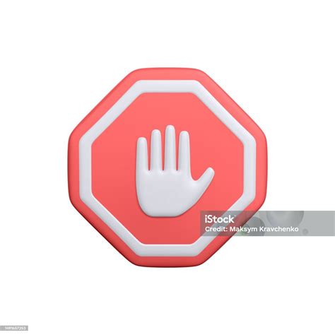 3d 현실적인 정지 표지판 격리 된 흰색 배경입니다 핸드 스톱 기호 교통 정지 제한적이고 위험한 상징 벡터 그림 개념에 대한 스톡 벡터 아트 및 기타 이미지 Istock
