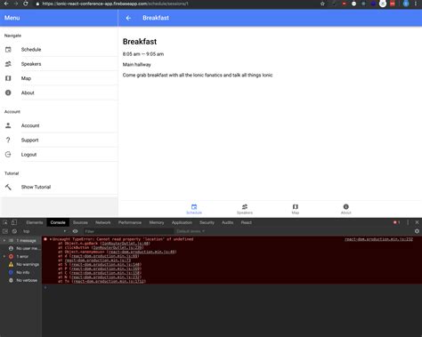 Ionicreact `uncaught Typeerror Cannot Read Property Location Of